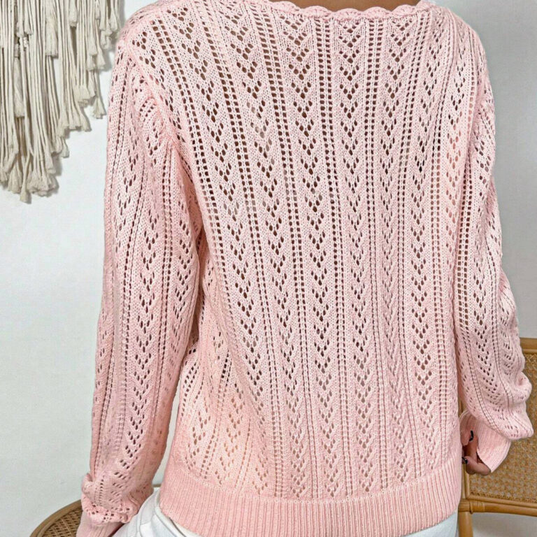 Knitting Pattern for a Light Pink Pullover by SHEIN
